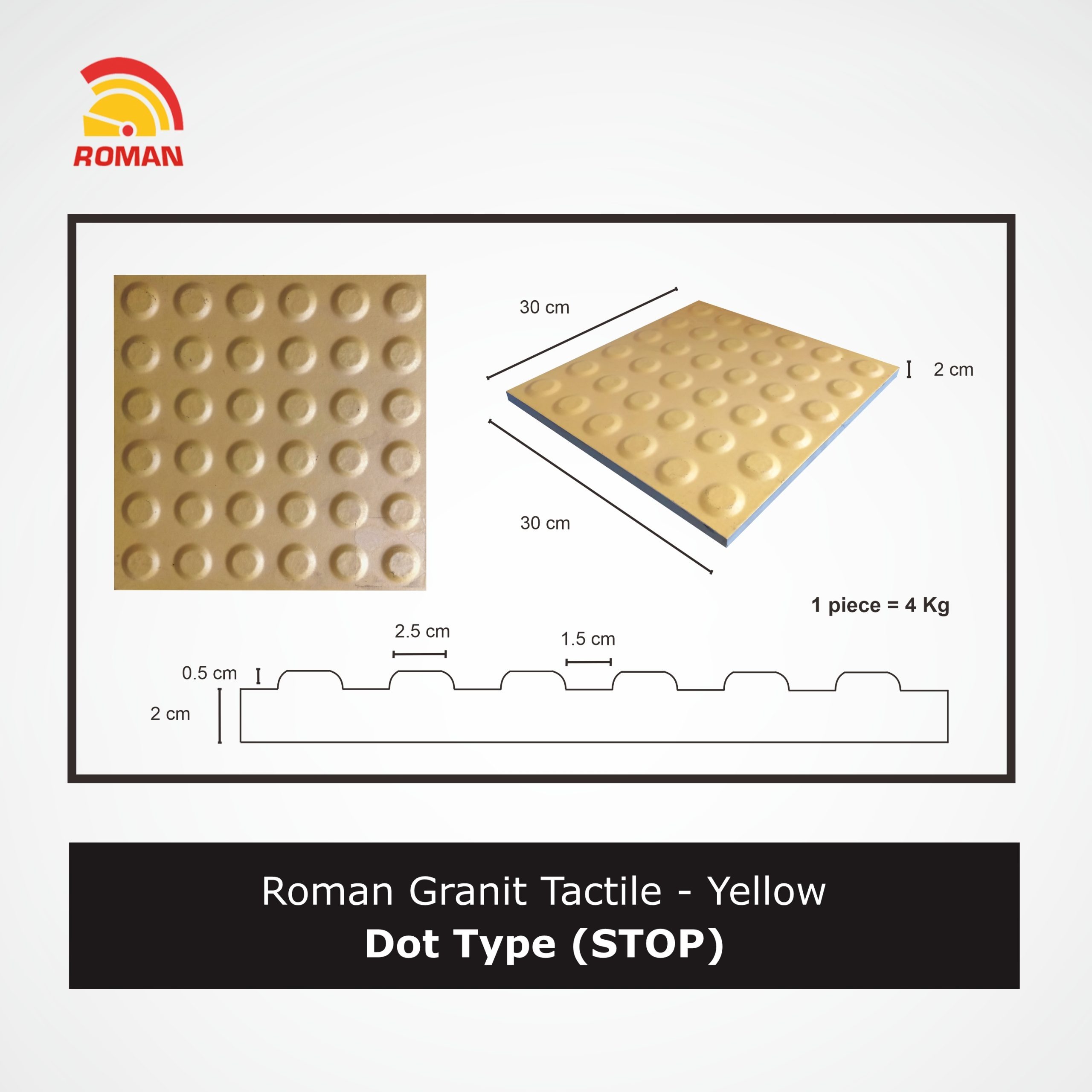 Roman Tactile – Yellow – Dot | #1 Pabrik Lantai Teraso Cor di Indonesia